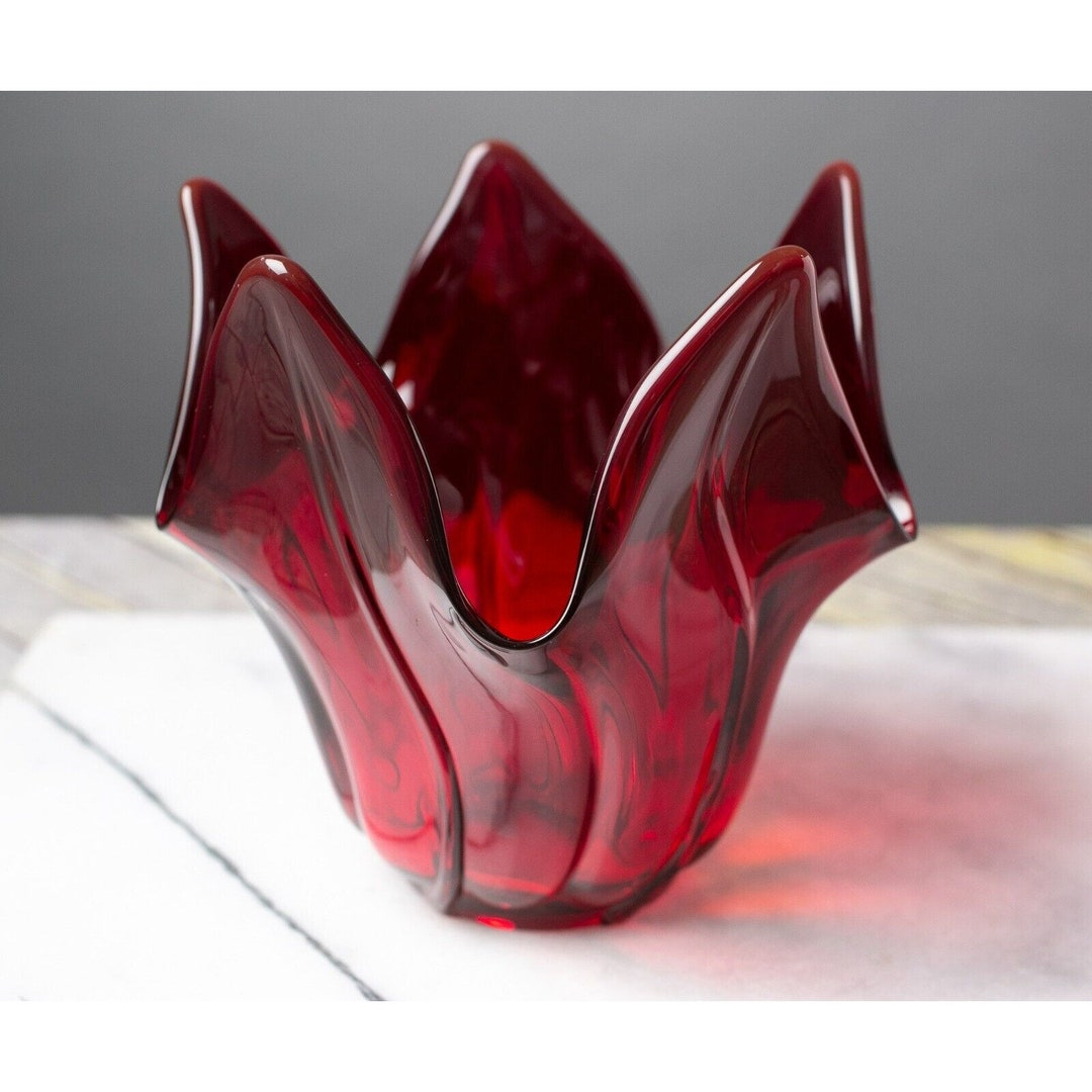 Vintage DUNCAN & MILLER American Way Flower Vase Ruby Red 8” RARE - Etsy