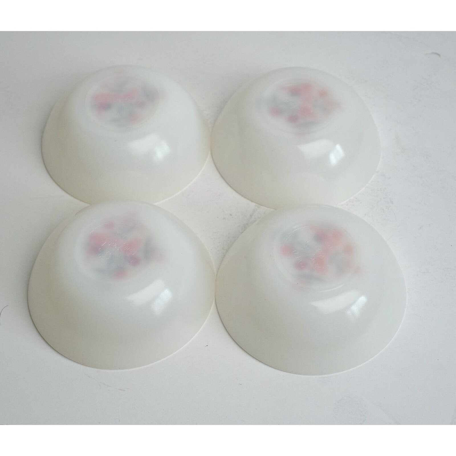 FIRE KING OVENWARE Primrose Pattern Dessert Bowls Pink Red Milk Glass ...