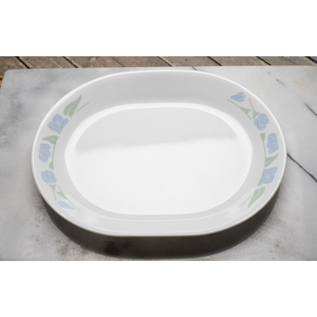 CORELLE BY CORNING Friendship Pattern Oval Serving Platter 12” Blue ...