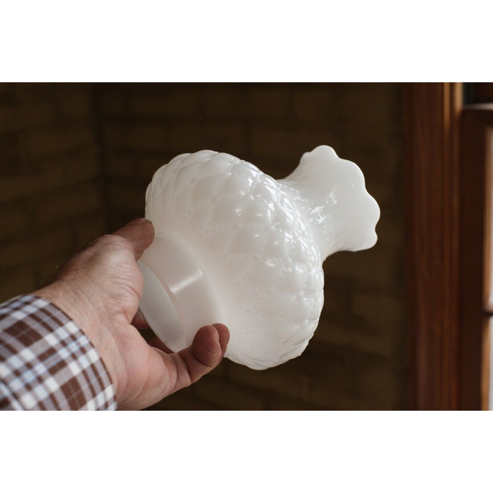 Vintage Lamp Shade White Milk Glass Quilted and Beaded Pattern 3 Inch ...