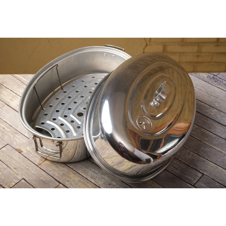 MIRRO Aluminum Oval Roaster Pan Vented Lid With Trivet Lifter - Etsy