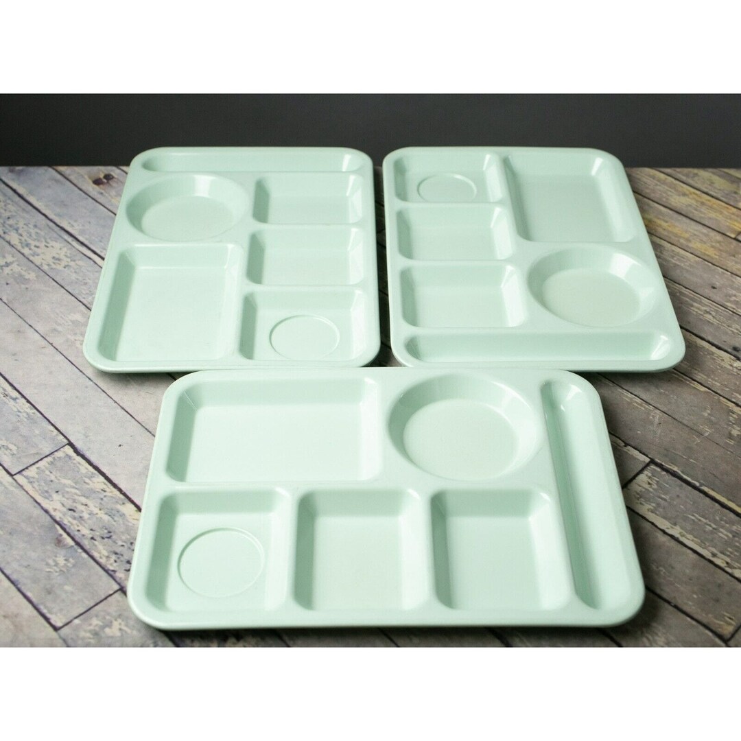Vintage TEXAS WARE Mint Green Divided Trays Plates Lunch Dinner Camping ...