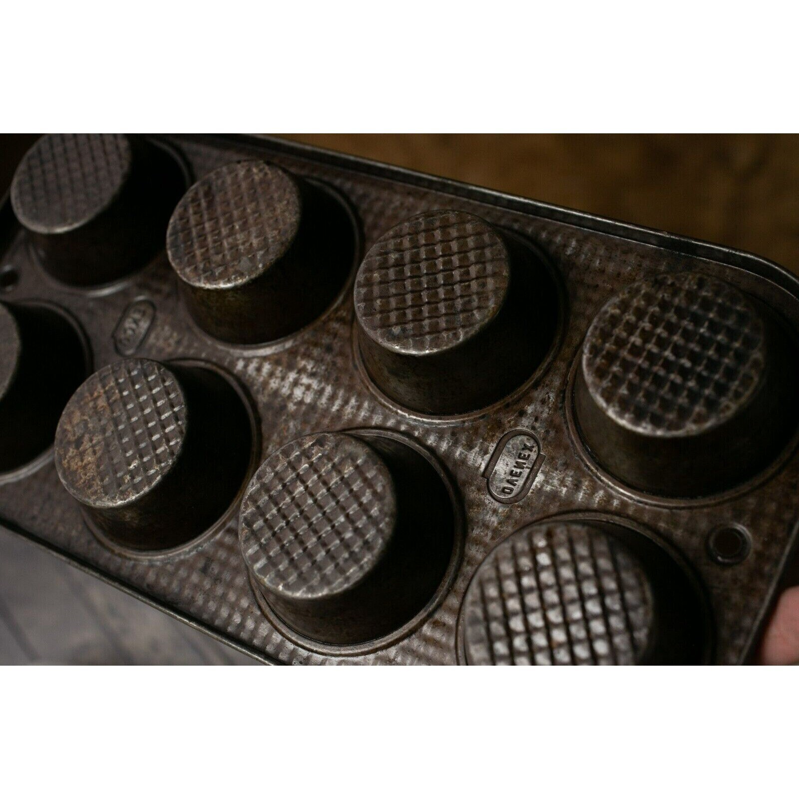 Vintage EKCO OVENEX X80 Tin Waffle Pattern 8 Muffin Cornbread Cupcake ...