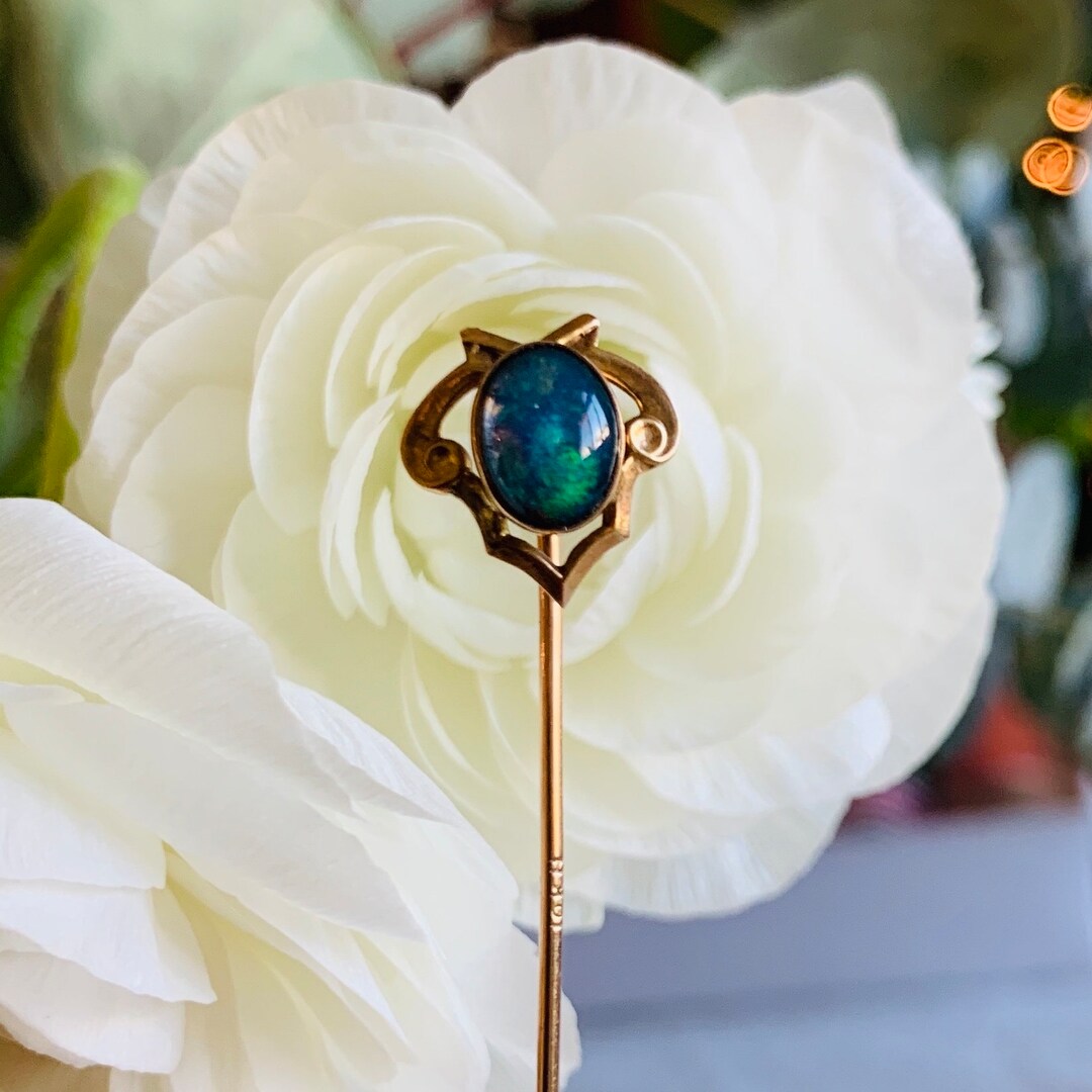 Black Opal 10k Gold Pin Stick Hat Anniversary Birthday Gift - Etsy