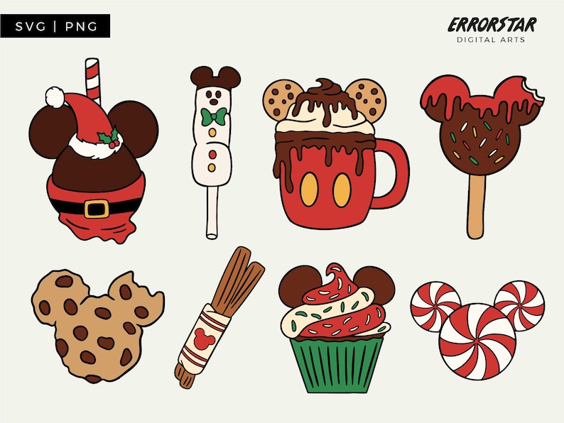 Mickey Mouse Christmas Snack SVG Bundle (digital Download) - Etsy