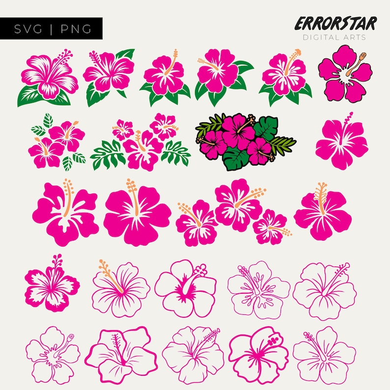 Hibiscus Flower SVG Bundle: Tropical Floral Cut Files for Cricut and ...