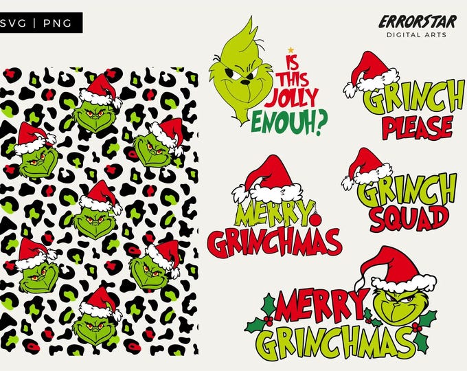 Grinch Leopard Christmas SVG Bundle: Cricut & Silhouette (digital ...