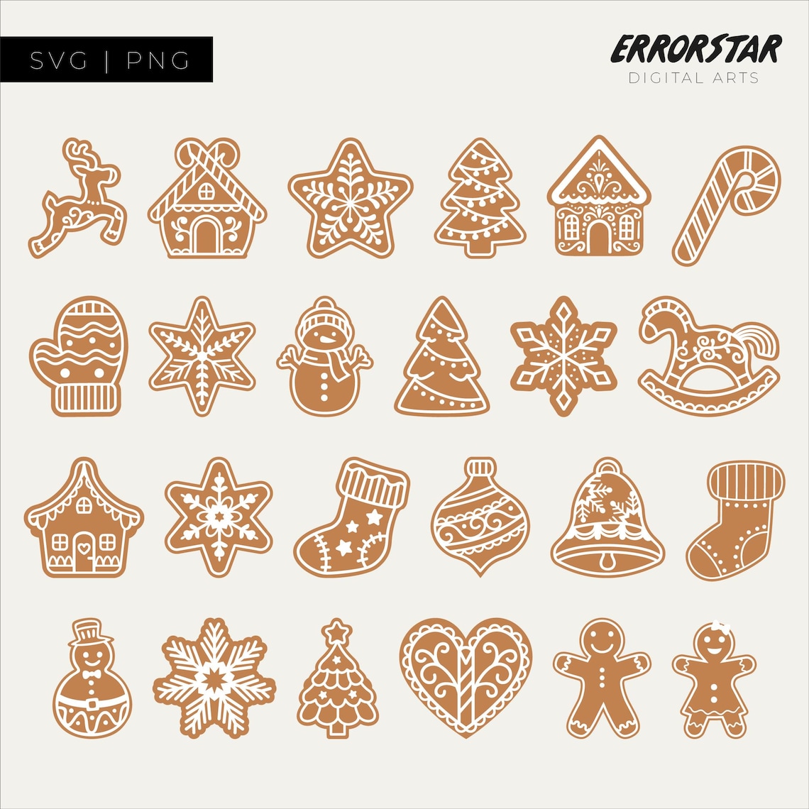 Gingerbread SVG Bundle: Christmas Ornaments, Snowflakes, Trees, and ...