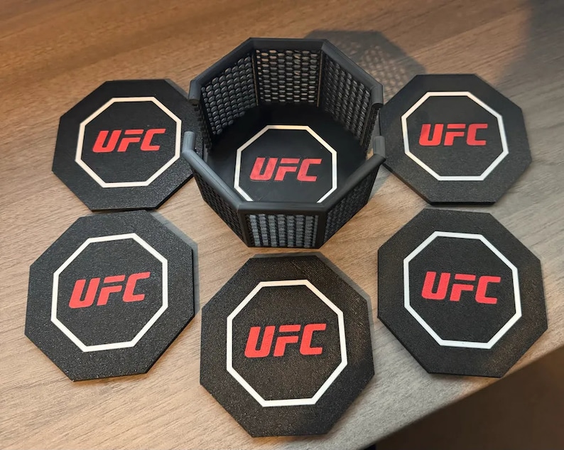 UFC Drink Coaster Set or Snack Storage | MMA Fan Gift | Fight Night Bar ...