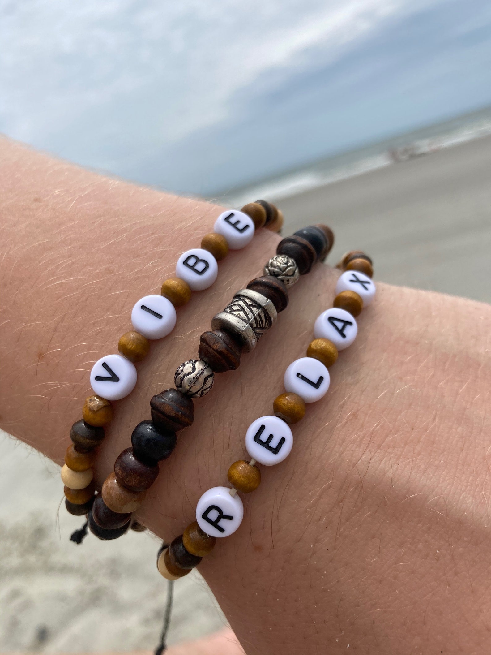 Beaded Surfer Bracelet For Men And Women Wax Coated Etsy