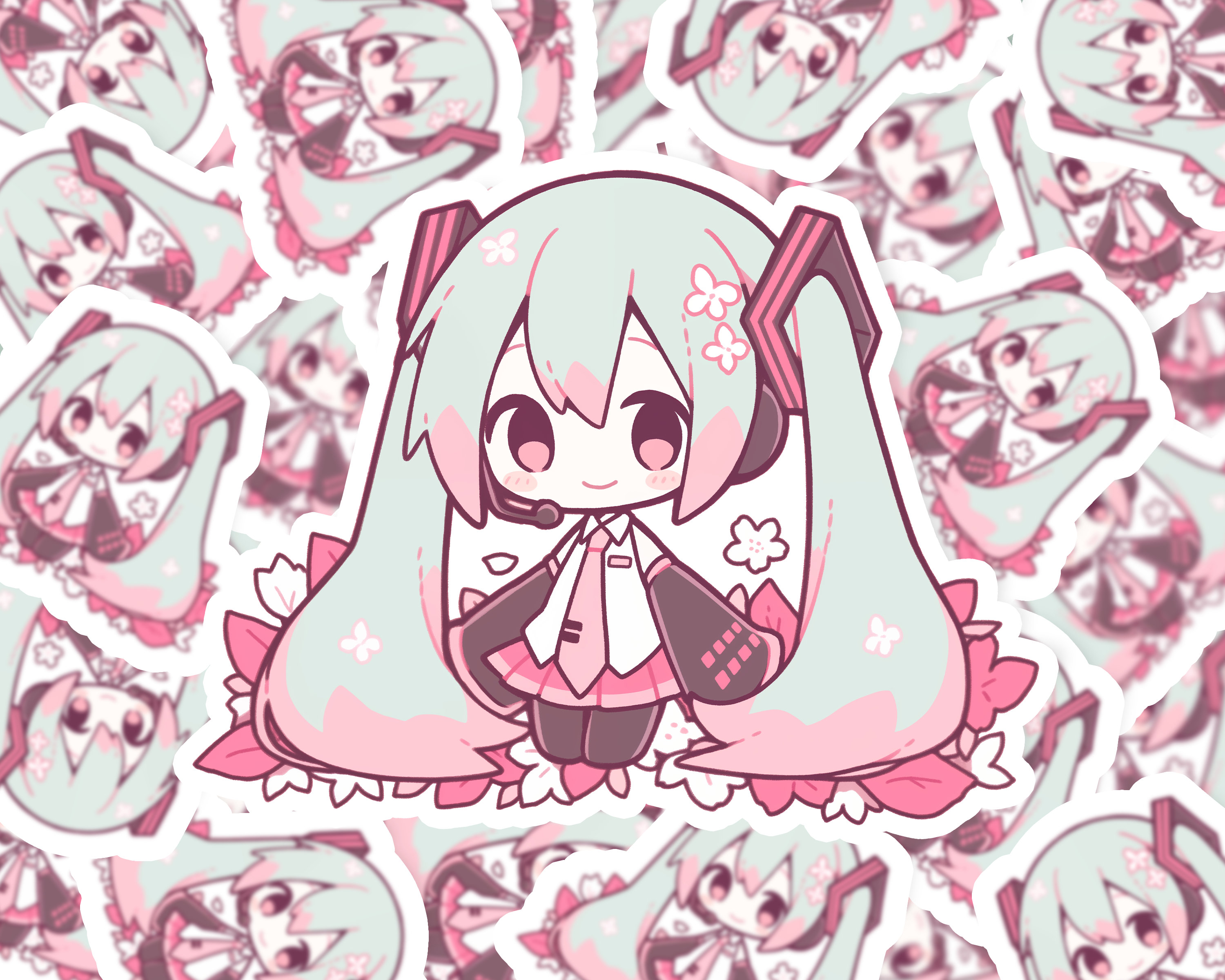 Sakura Hatsune Miku Sticker Cherry Blossom Volcaloid CV01 Die Cut ...