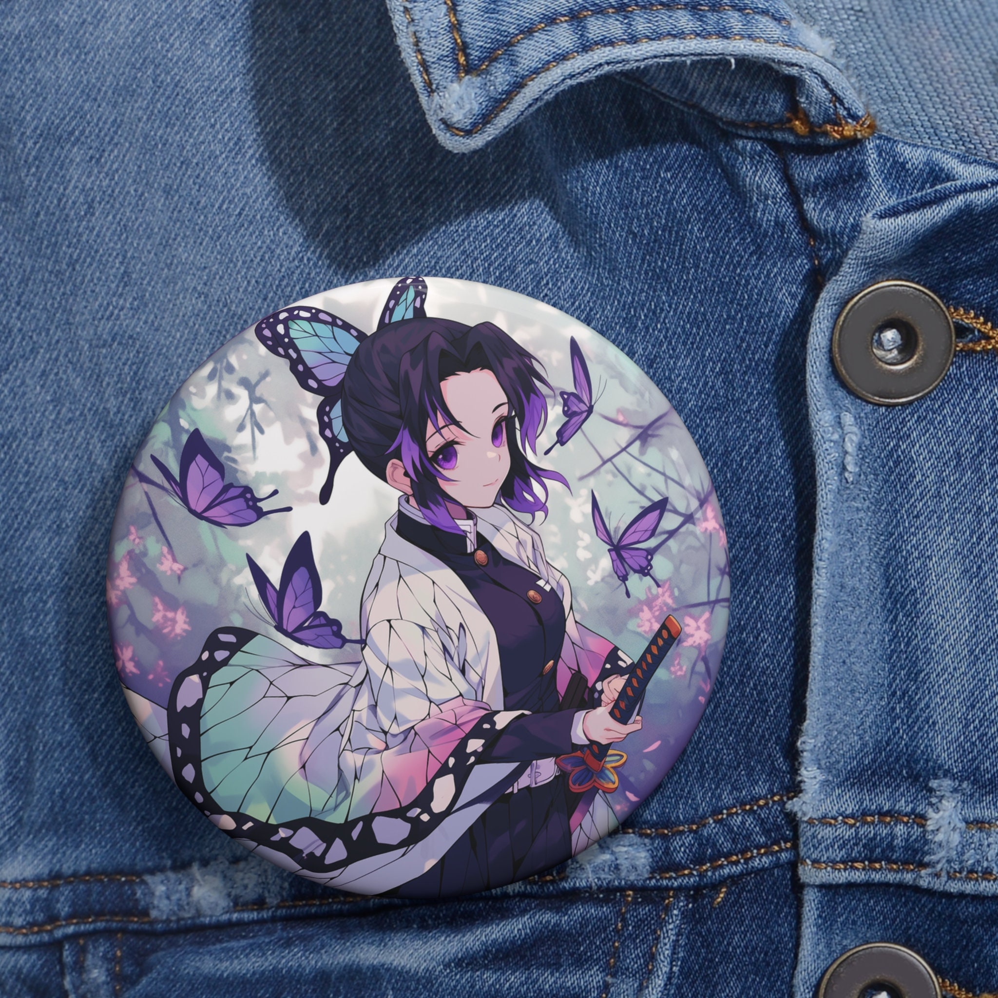 Shinobu Kocho Button Pin Anime Demon Slayer Insect Hashira Bookbag ...