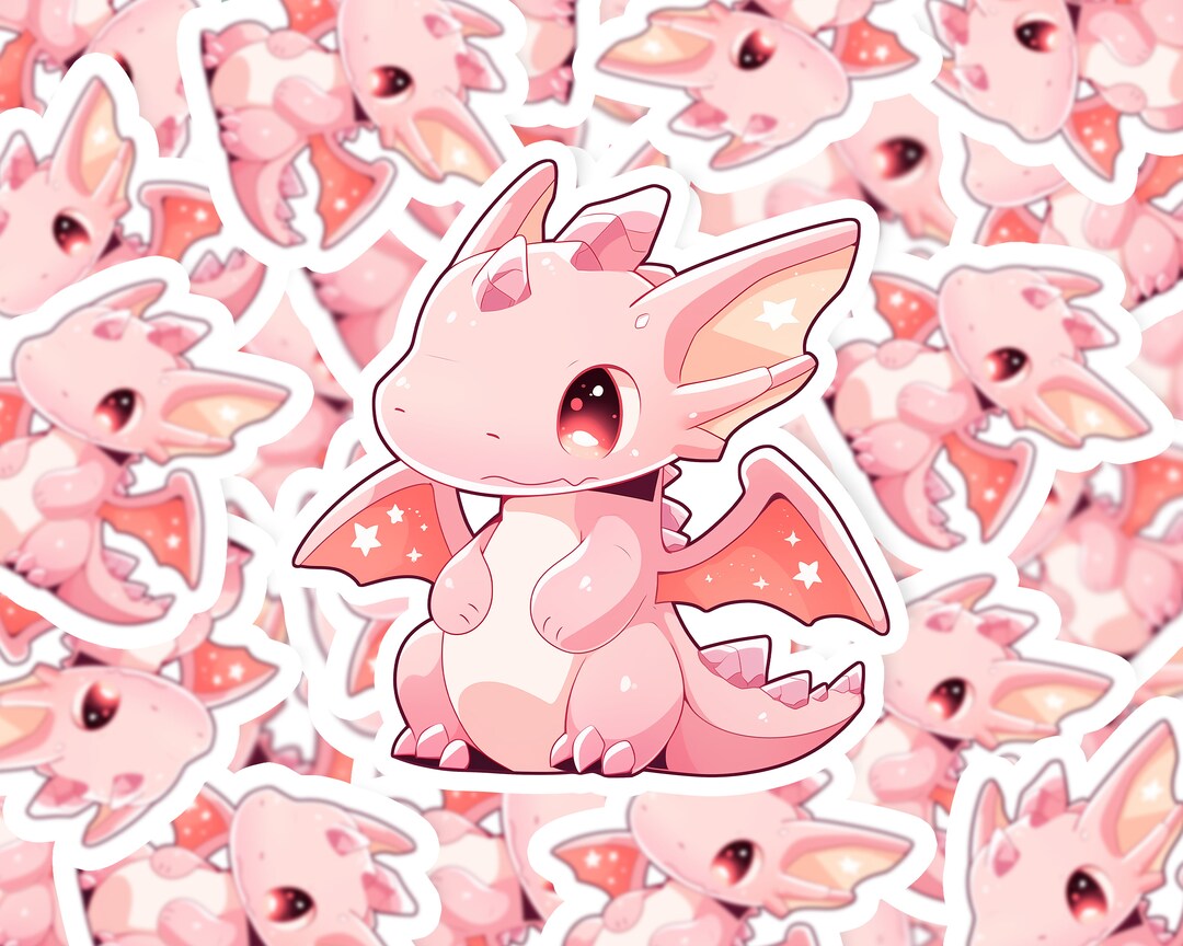 Cute Pink Dragon Sticker | Adorable Chibi | Die Cut Easypeel ...