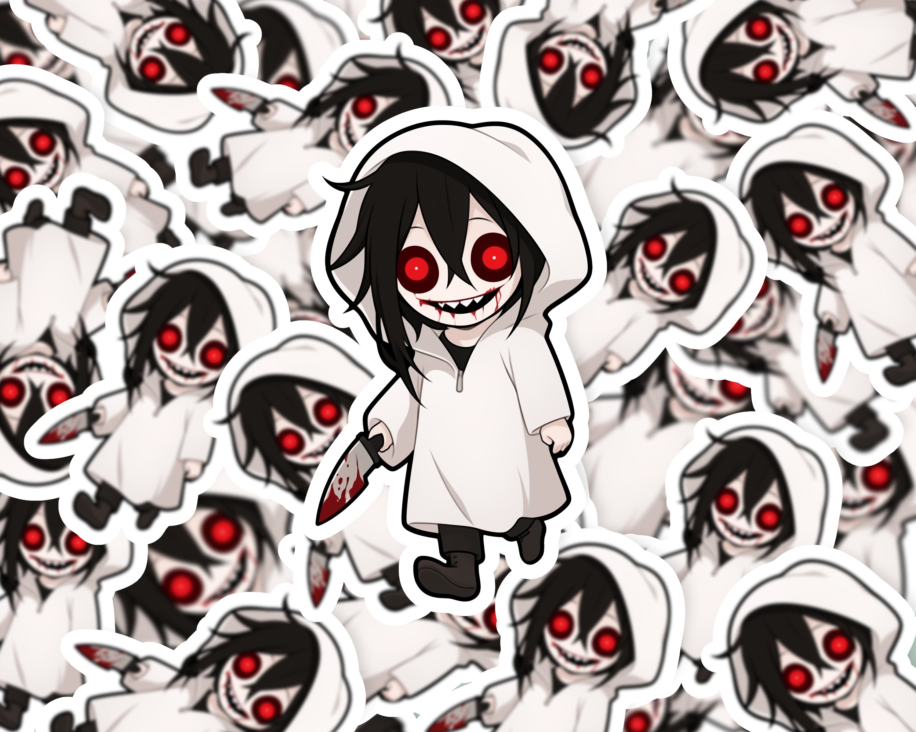 Jeff the Killer Sticker Creepypasta Weatherproof Glossy Die Cut ...