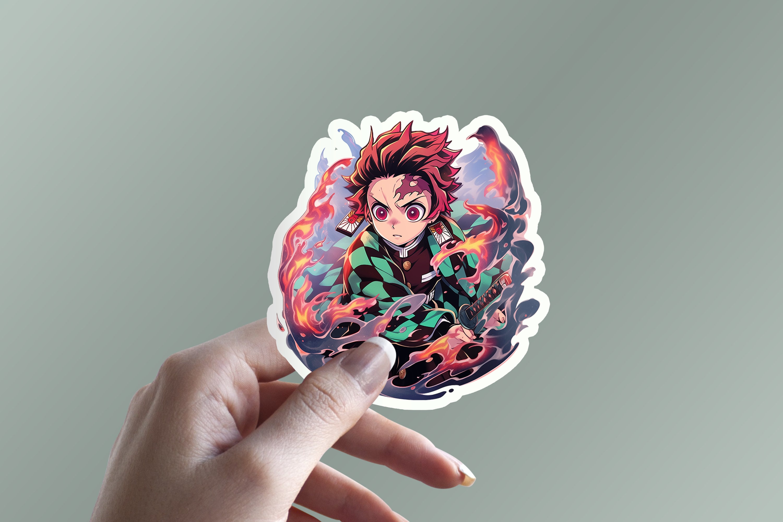 Tanjiro Kamado Sticker Anime Demon Slayer Sun Breathing Flames Die Cut ...