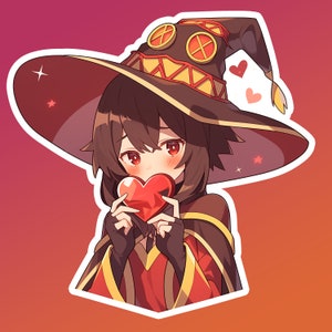 Megumin Heart Sticker | Konosuba Anime | Holding Heart | Valentines ...