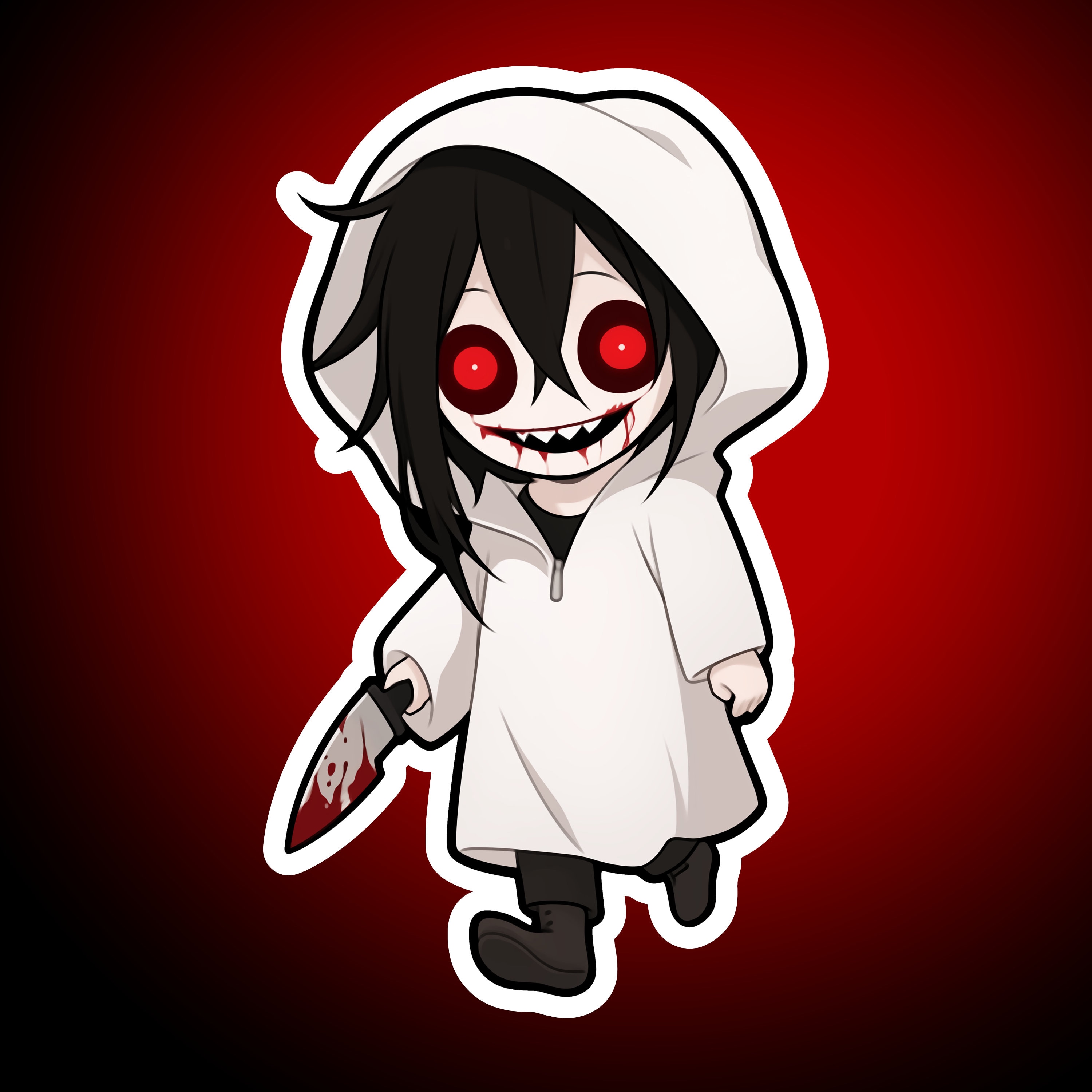 Jeff the Killer Sticker Creepypasta Weatherproof Glossy Die Cut ...
