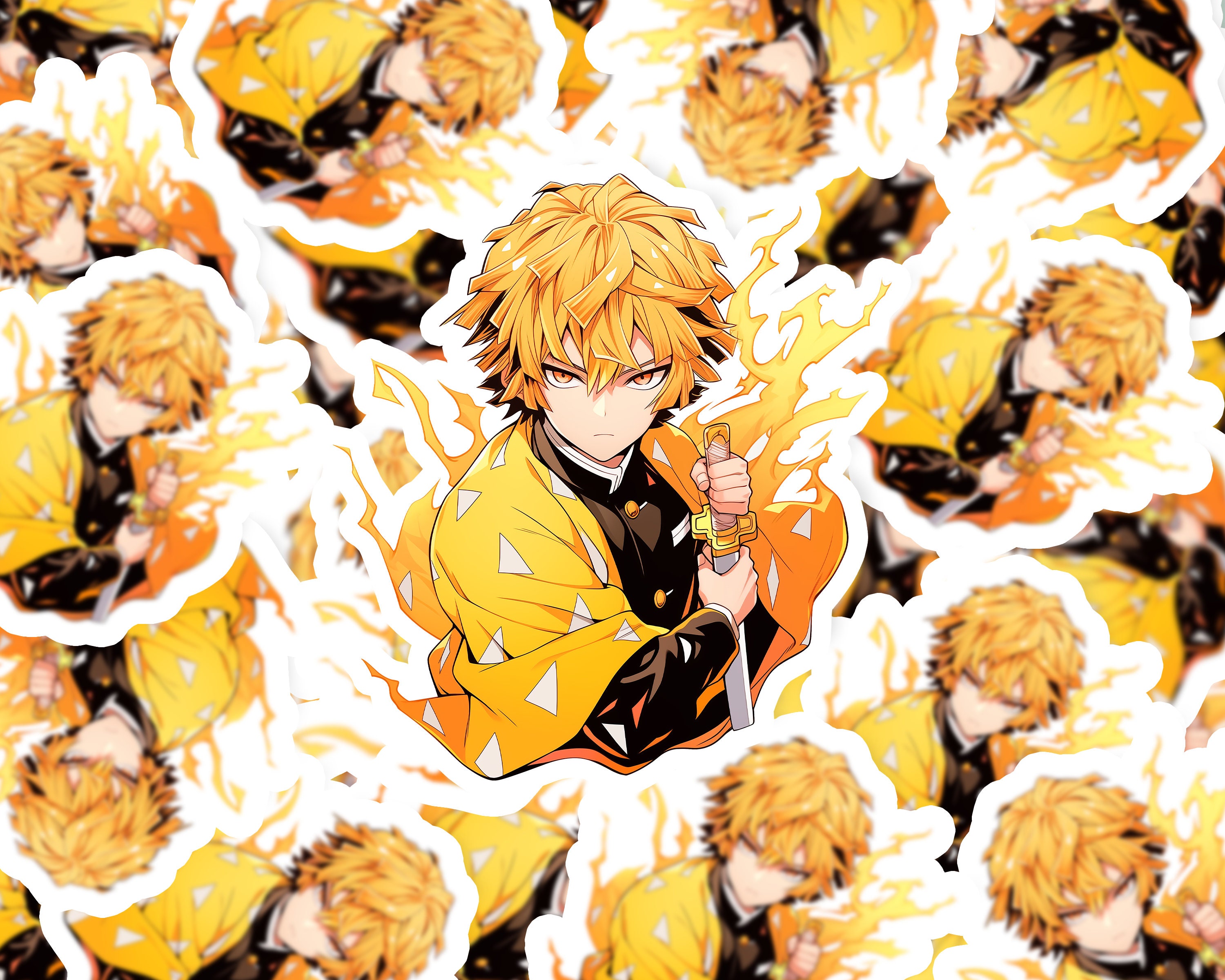 Zenitsu Agatsuma Sticker Anime Demon Slayer Thunder Lightning Die Cut ...