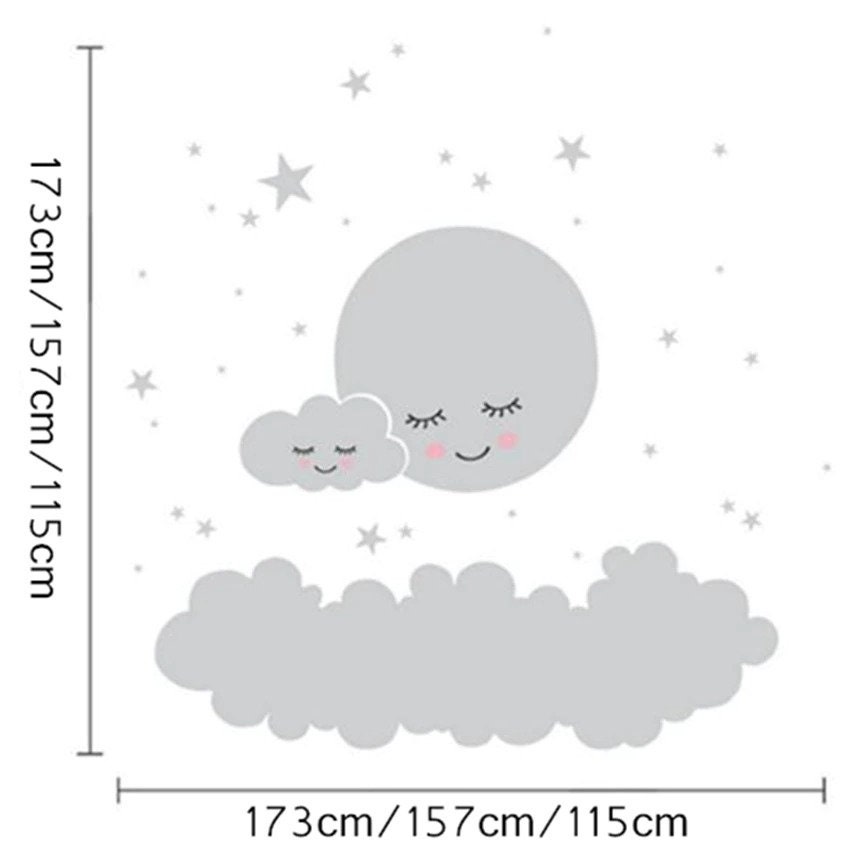 Moon Stars Wall Decal Cloud Nursery Wall Stickers for Kids - Etsy