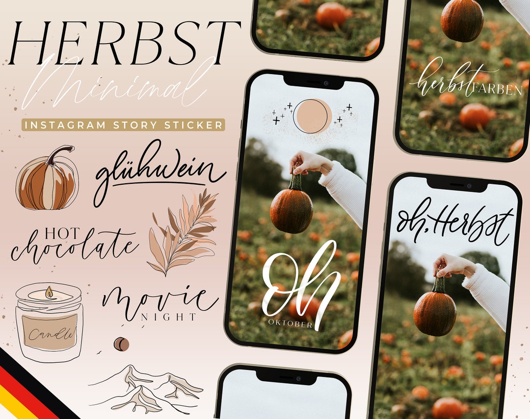 150+ AUTUMN Minimal Instagram Story Stickers I AUTUMN Insta Story ...