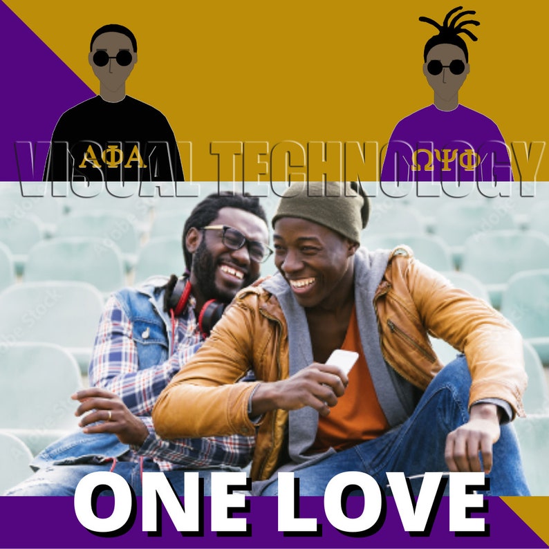 Alpha Phi Alpha / Omega Psi Phi ONE LOVE Canva Facebook - Etsy
