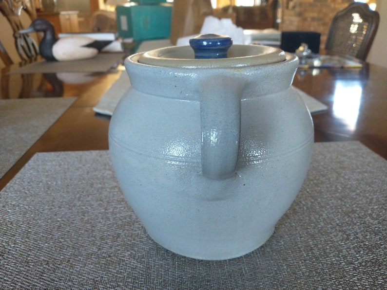 Vintage Wisconsin Pottery Stoneware Salt Glaze Bean Pot With One ...