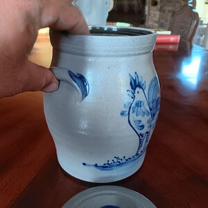 Vintage Rowe Pottery Stoneware Salt Glaze Jar Rooster Motif With Ears ...