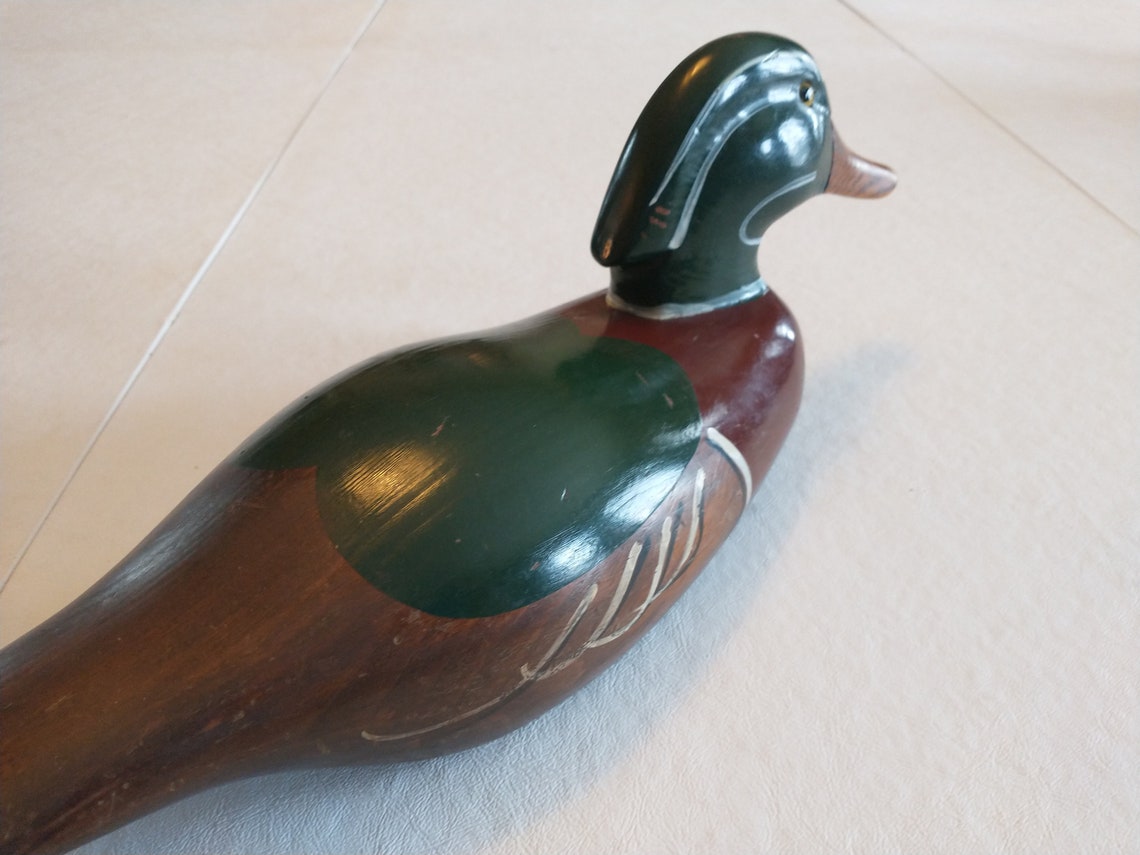 Vintage Wooden Duck Decoy Folk Art Hand Carved and Painted | Etsy
