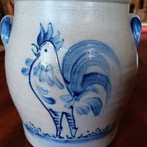 Vintage Rowe Pottery Stoneware Salt Glaze Jar Rooster Motif With Ears ...