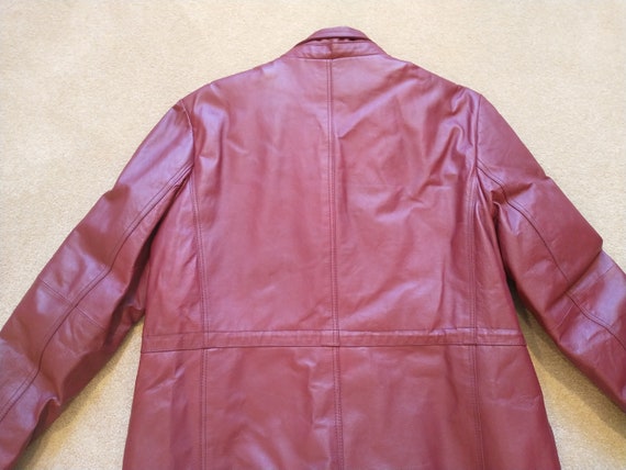 Vintage Phase 2 Women's Red Leather Jacket Raincoat S… - Gem