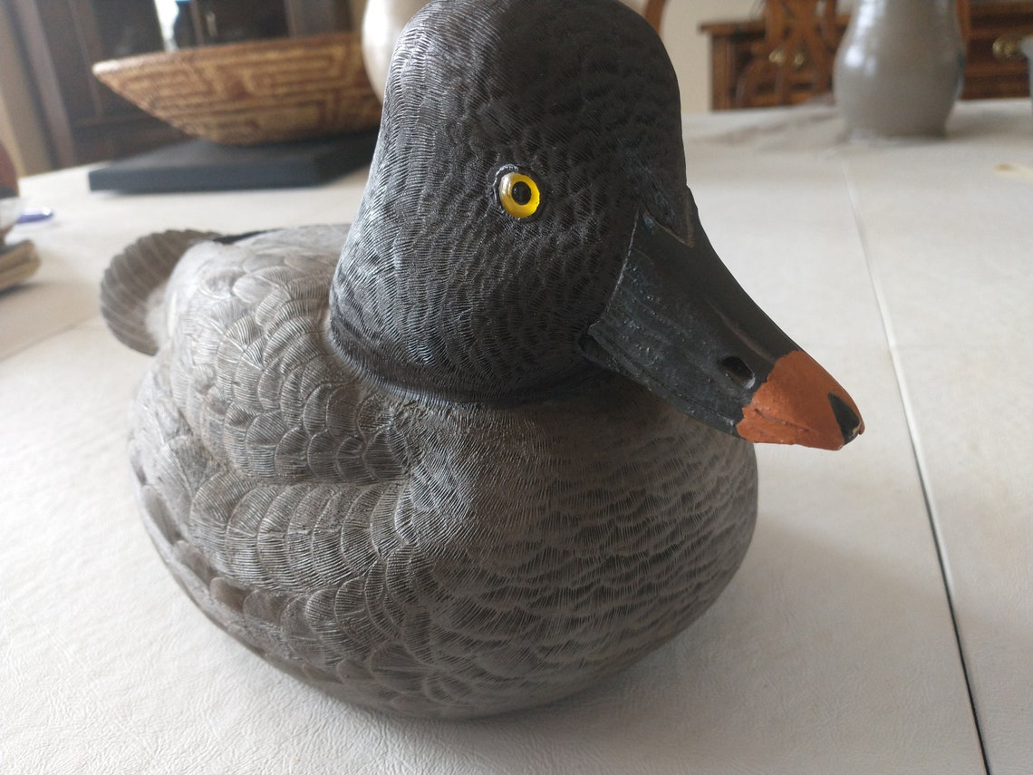 Vintage Goldeneye Duck Decoy Folk Art Hand Painted Signed EL - Etsy
