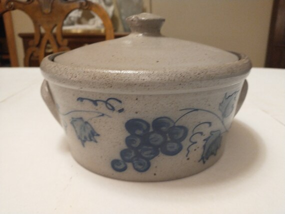 Vintage Rockdale Union Pottery Stoneware Salt Glaze Bean Pot | Etsy