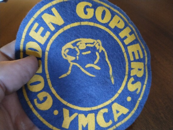 Vintage Golden Gophers YMCA Large Felt Patch - Gem