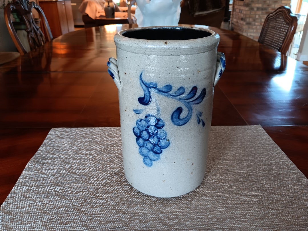 Vintage Rowe Pottery Stoneware Salt Glaze Wine Chiller Grapes Motif ...