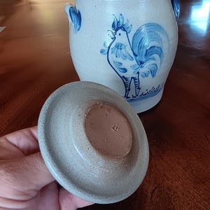 Vintage Rowe Pottery Stoneware Salt Glaze Jar Rooster Motif With Ears ...