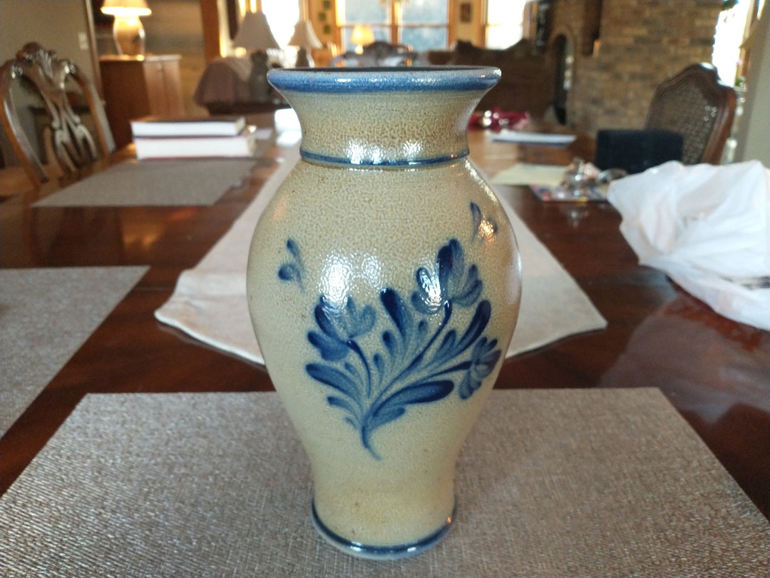 Vintage Rowe Pottery Stoneware Salt Glaze Vase Floral Motif Mother's ...