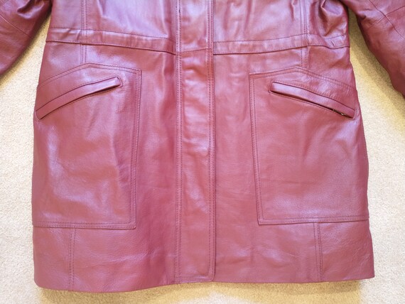 Vintage Phase 2 Women's Red Leather Jacket Raincoat S… - Gem