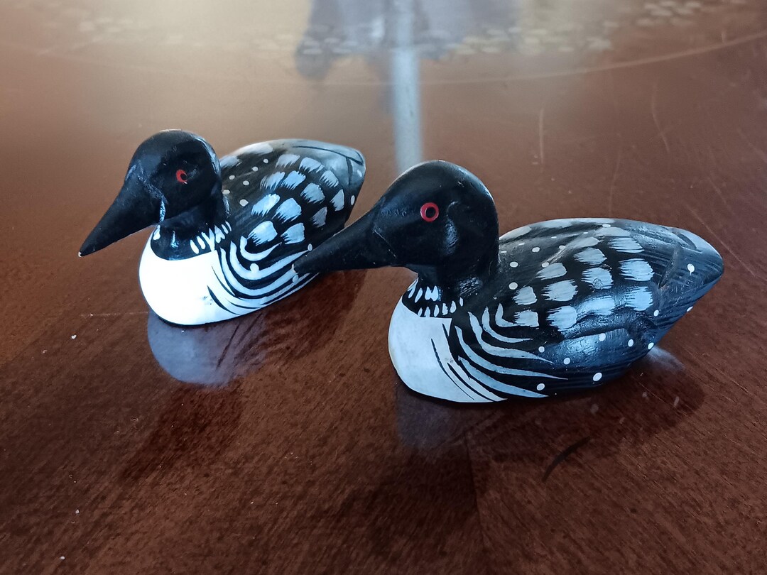 Vintage Pair of Miniature Loons Duck Decoy Folk Art Hand Painted Great ...
