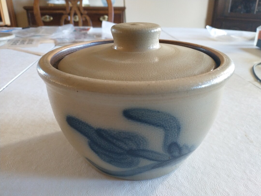 Vintage Maple City Pottery Stoneware Salt Glaze Jar Tulip Motif With ...
