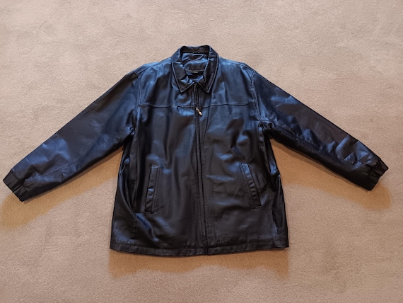 Vintage St John's Bay Men's Black Leather Coat Size 2XLT - Etsy Vintage St John's Bay Men's Black Leather Coat Size 2XLT - Etsy