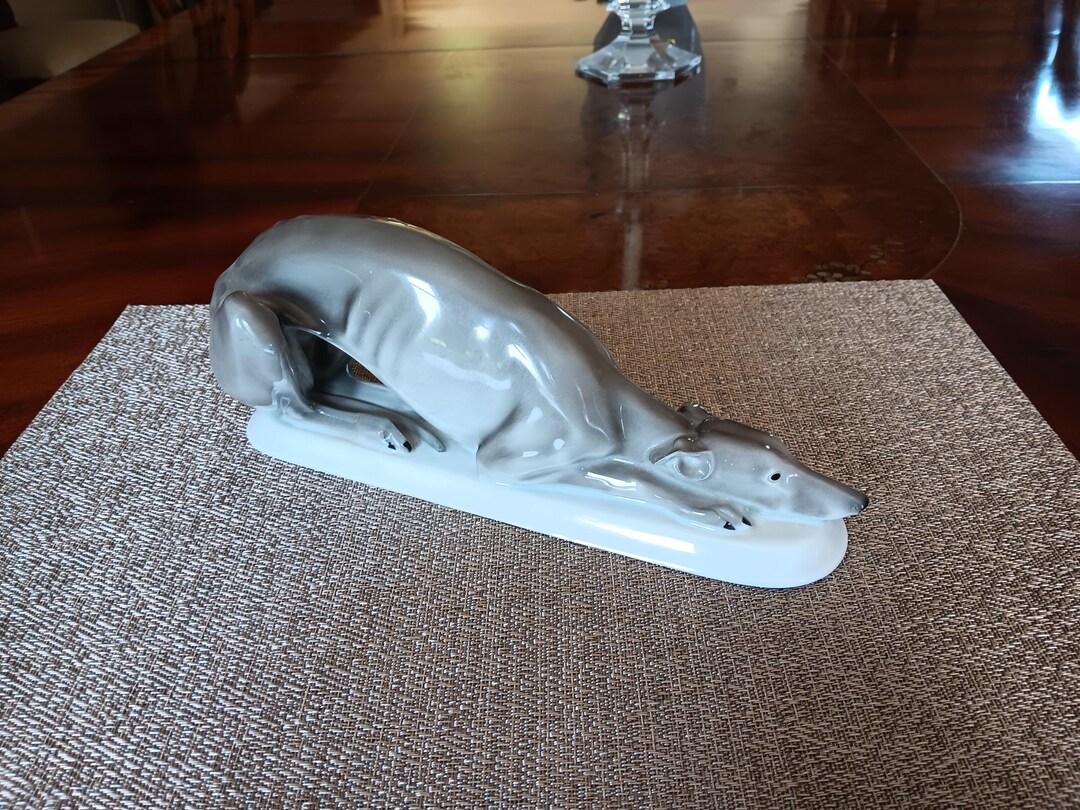 Vintage Hurschenreuther Whippet Dog Porcelain Figurine Hand Made in ...
