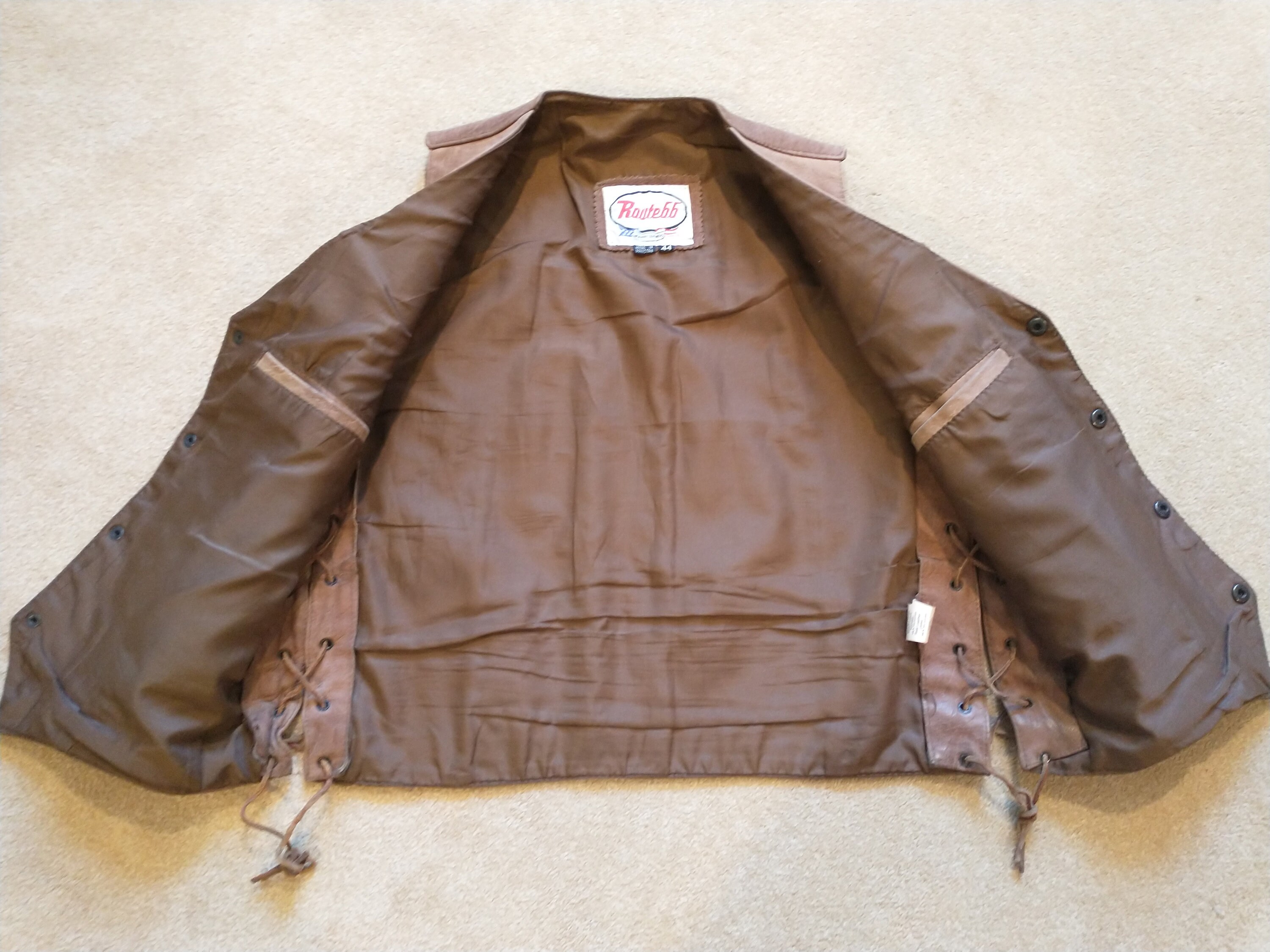 Vintage Route 66 Light Brown Leather Vest Size 44 - Etsy