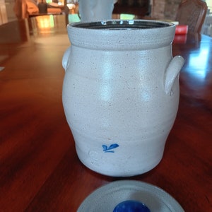 Vintage Rowe Pottery Stoneware Salt Glaze Jar Rooster Motif With Ears ...