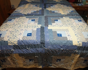 Blue Log Cabin Quilts - Etsy