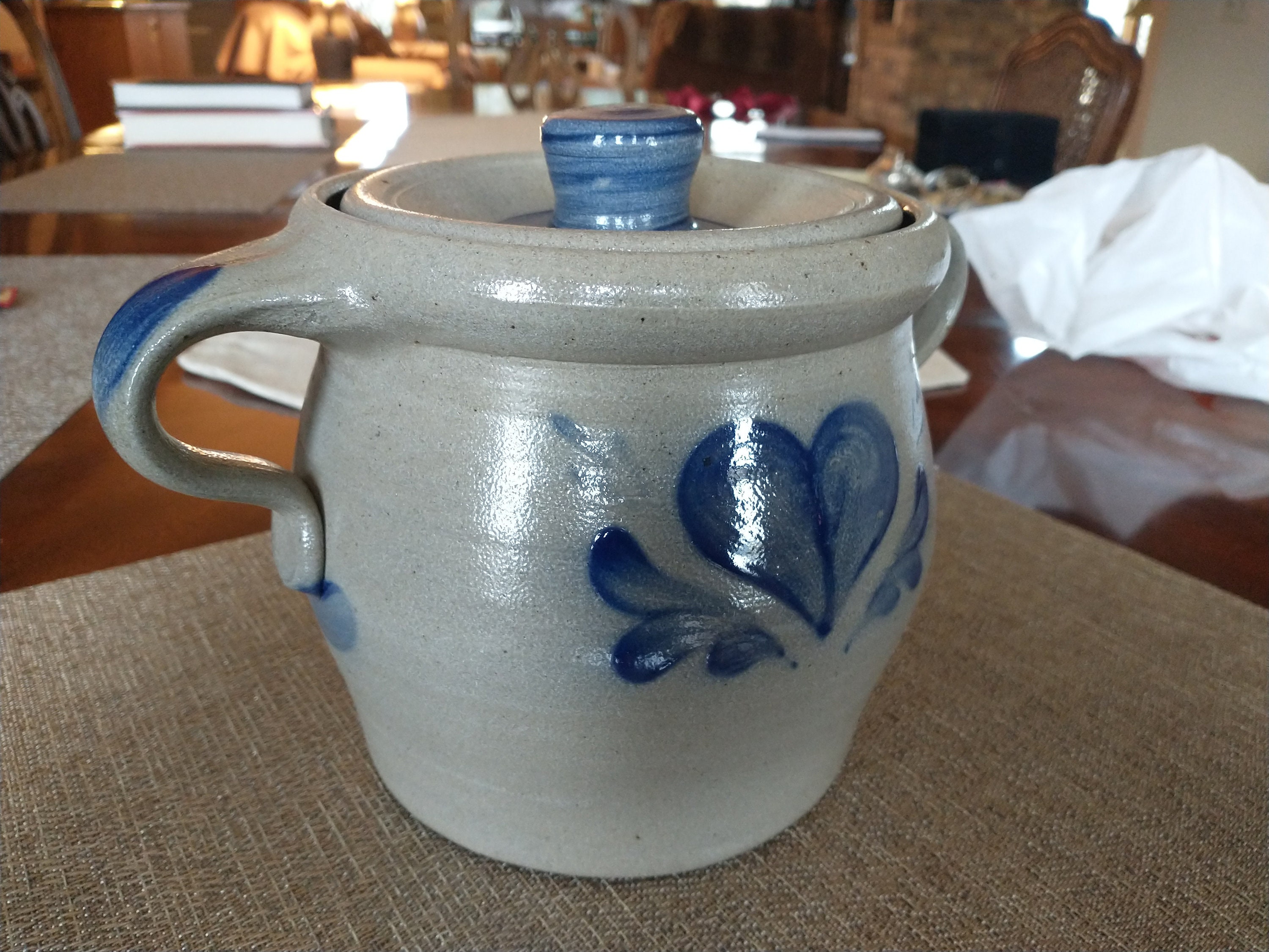 Vintage Rowe Pottery Stoneware Salt Glaze Bean Pot With Two Handles and ...