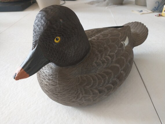 Vintage Goldeneye Duck Decoy Folk Art Hand Painted Signed EL - Etsy