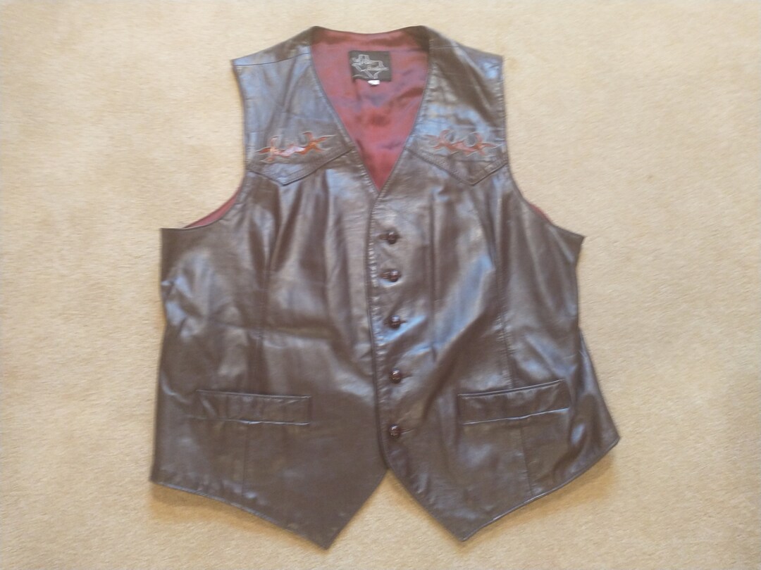 Vintage Cal Bros Leathers Brown Leather Men's Vest Size 46 - Etsy