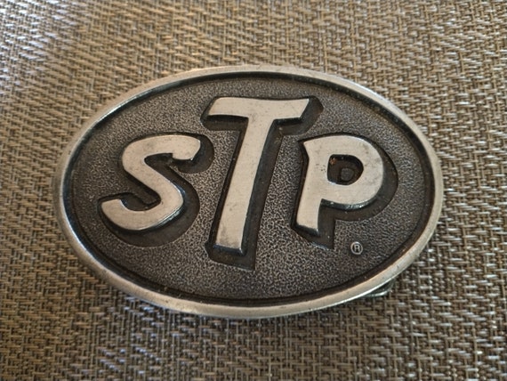 Vintage STP Oval Belt Buckle - Etsy
