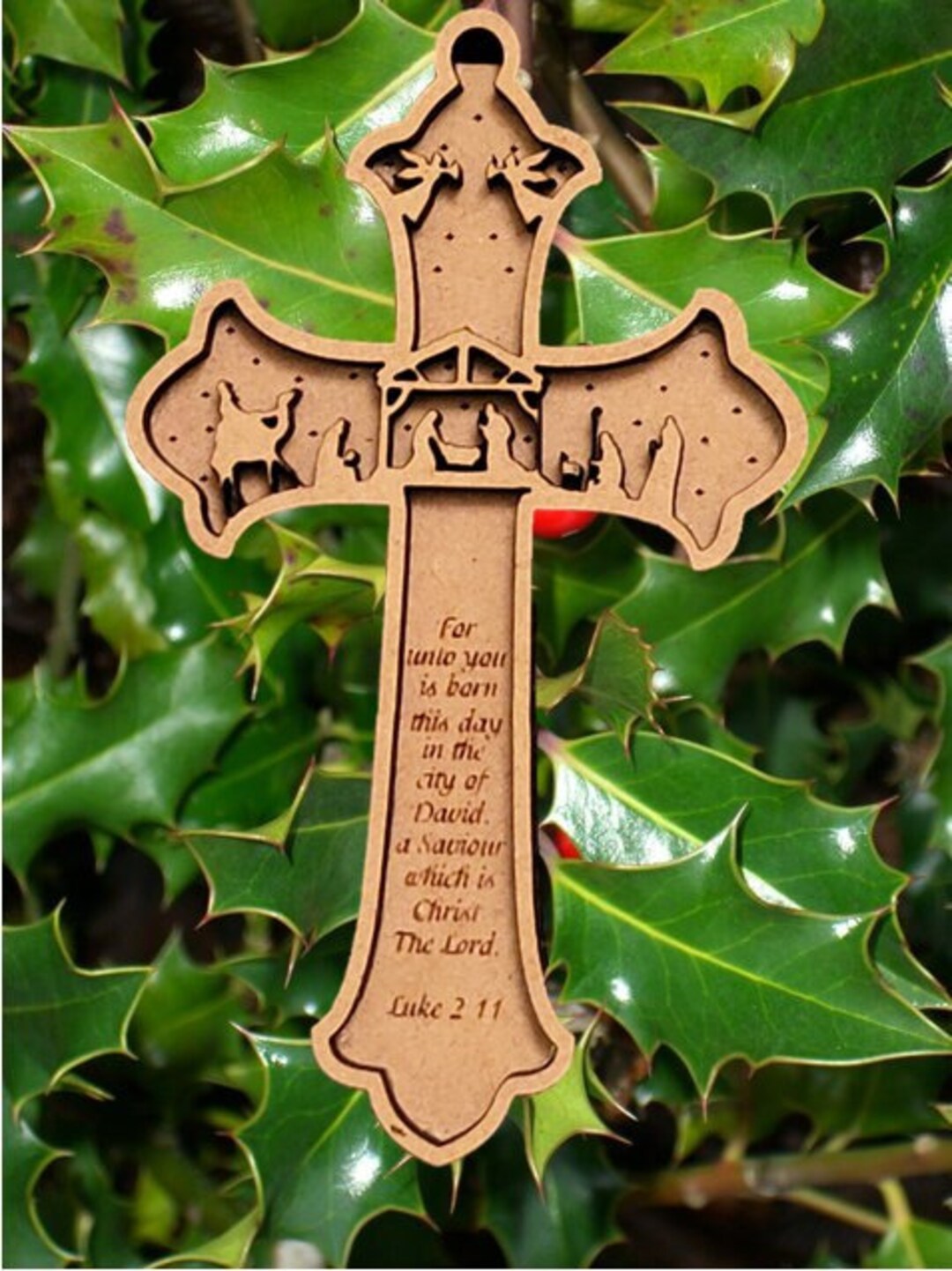 Manger Scene in Cross With Scripture - Etsy