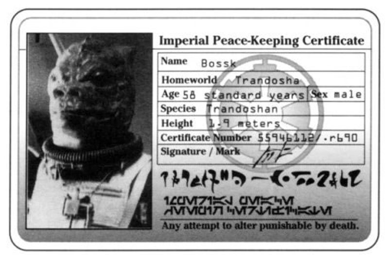 Star Wars Imperial Peace-keeping Certificate - Etsy